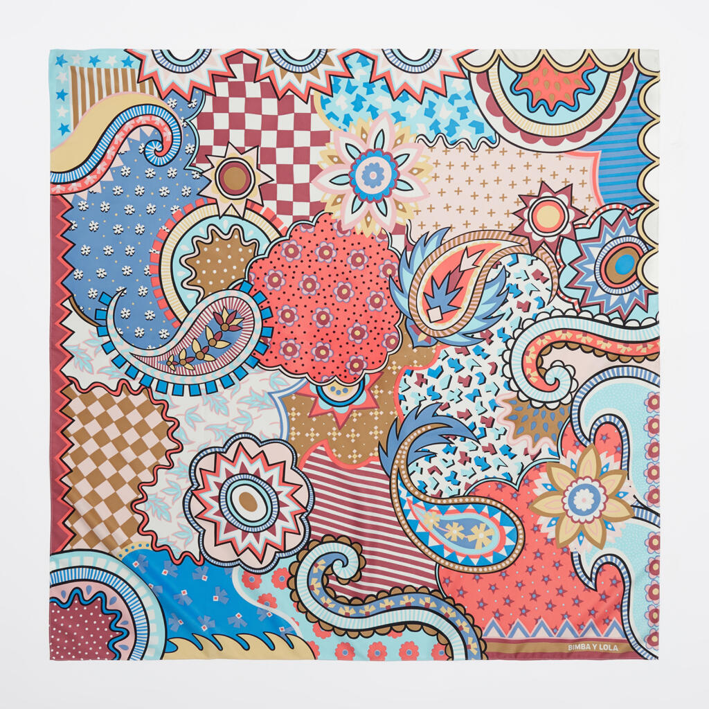 BIMBA Y LOLA Multicolor paisley and patchwork print scarf | Rather Saucy